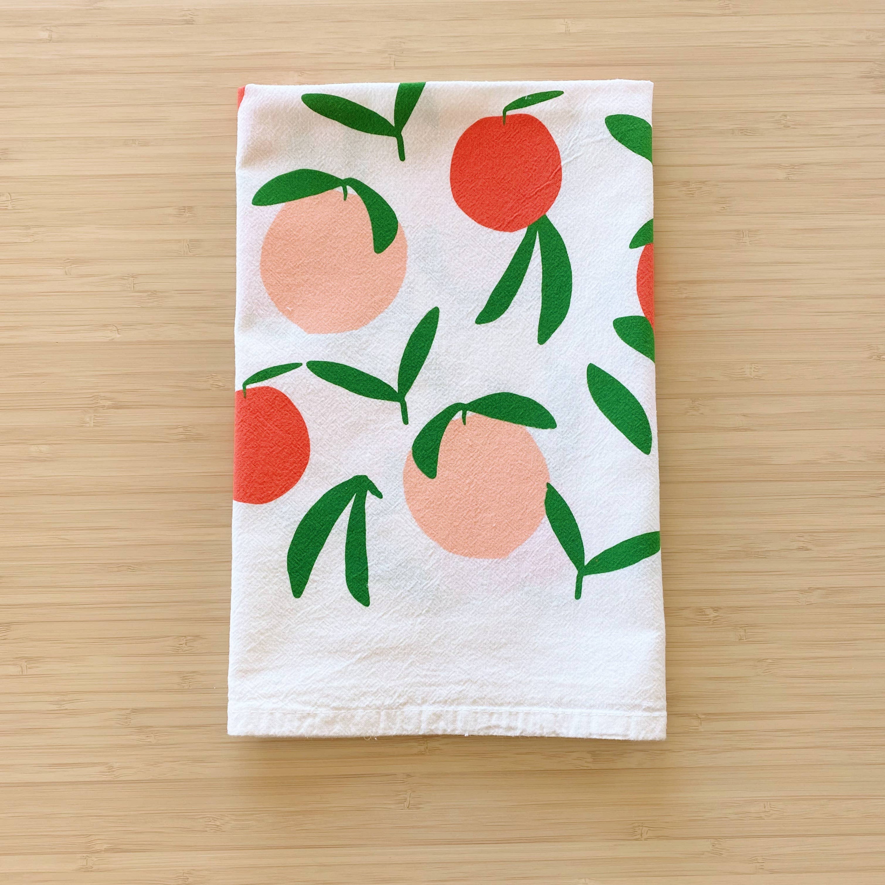 White Peach Toss 20" Tea Towel - Silkscreened 100% Cotton– Gatley